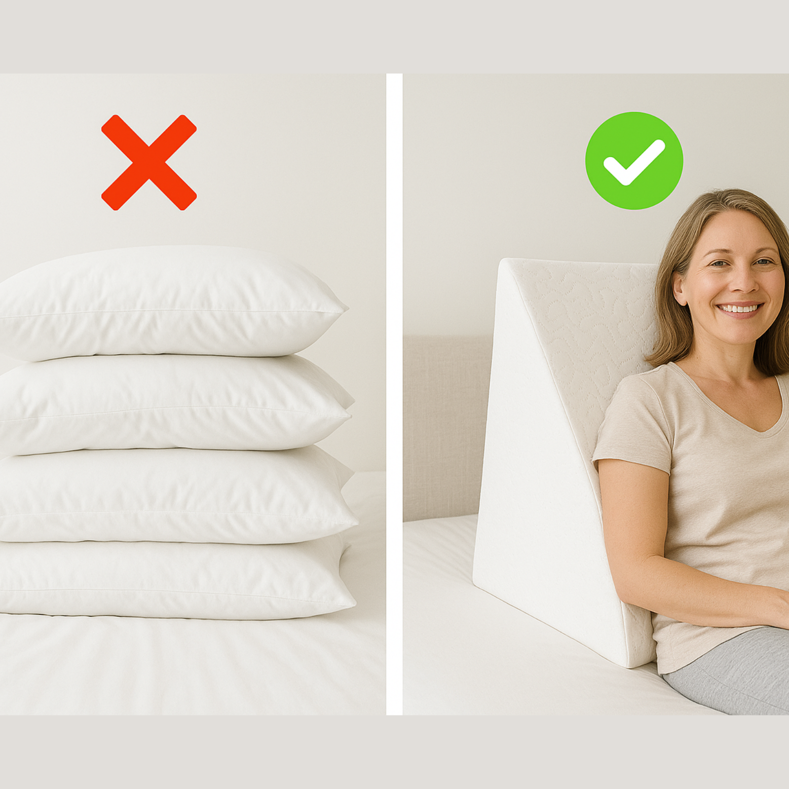 Large Triangle Wedge Pillow | Adjustable Foam for Acid Reflux, Back Pa ...