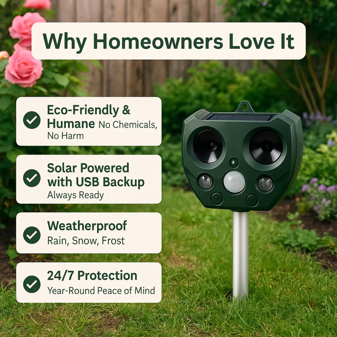Ultrasonic Bird & Pest Defender | Weatherproof, Solar-Powered & Effect ...