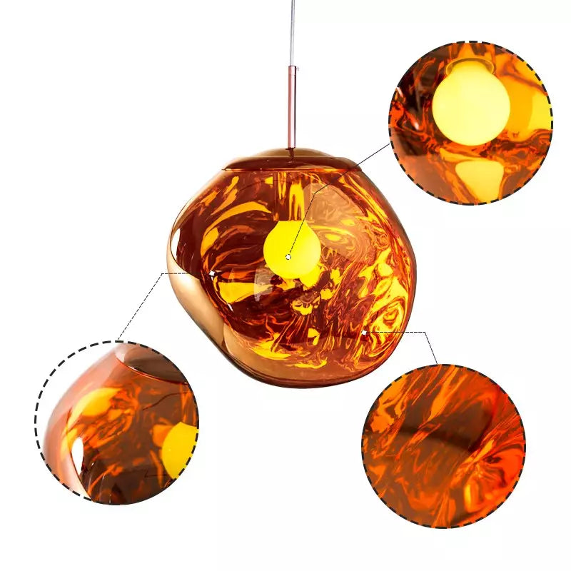 Melt Pendant Light Fixture - Modern Glass Hanging Lamp for Kitchen Isl ...