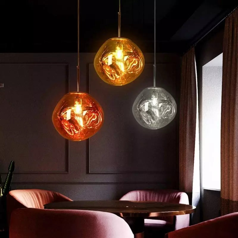 Melt Pendant Light Fixture - Modern Glass Hanging Lamp for Kitchen Isl ...